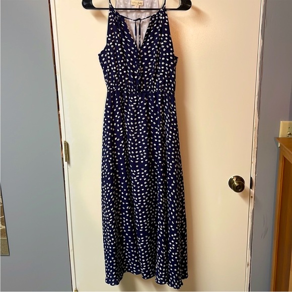 Maison Jules | Dresses | Maison Jules Blue And White Midi Dress | Poshmark